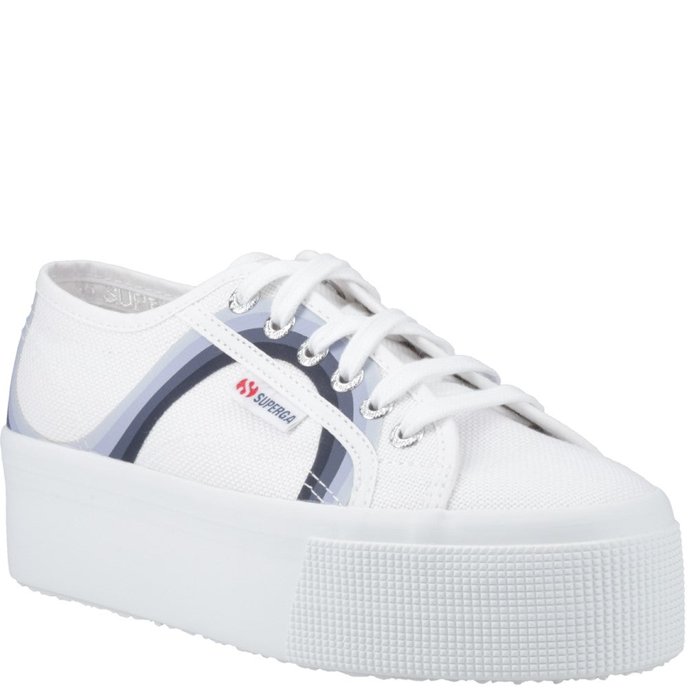 Women's Superga 2790 Round Stripes Trainers White - FreemanHardy&Willis