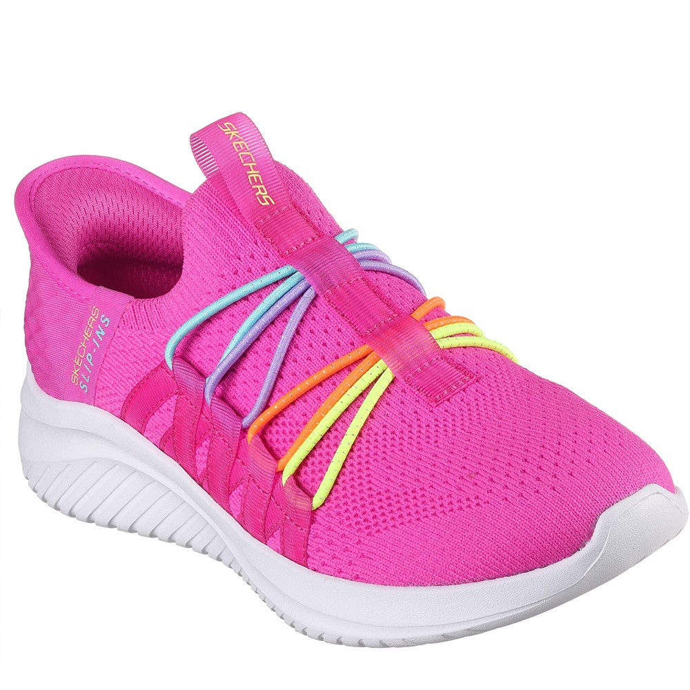 Girls' Skechers Ultra Flex 3.0 Bungee Fun Trainers Pink - FreemanHardy&Willis