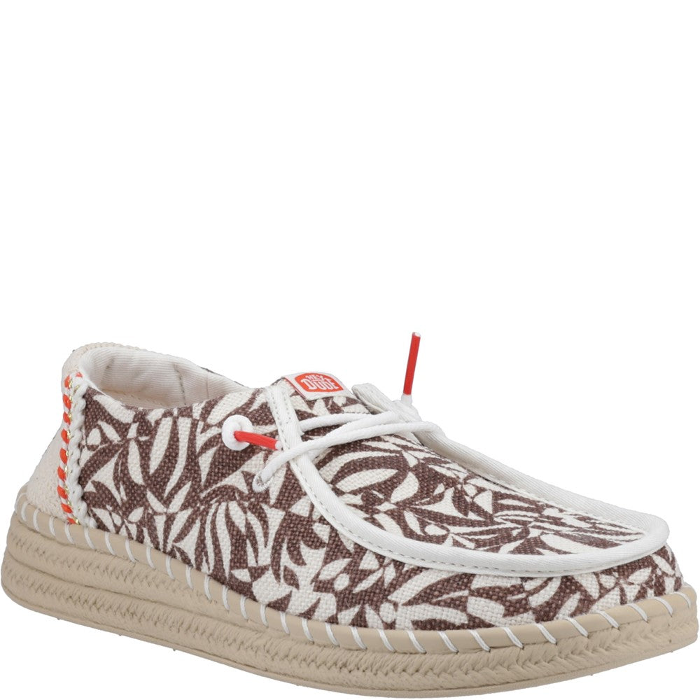 Women's HEYDUDE Wendy Espadrille Retro Palm Shoes Brown